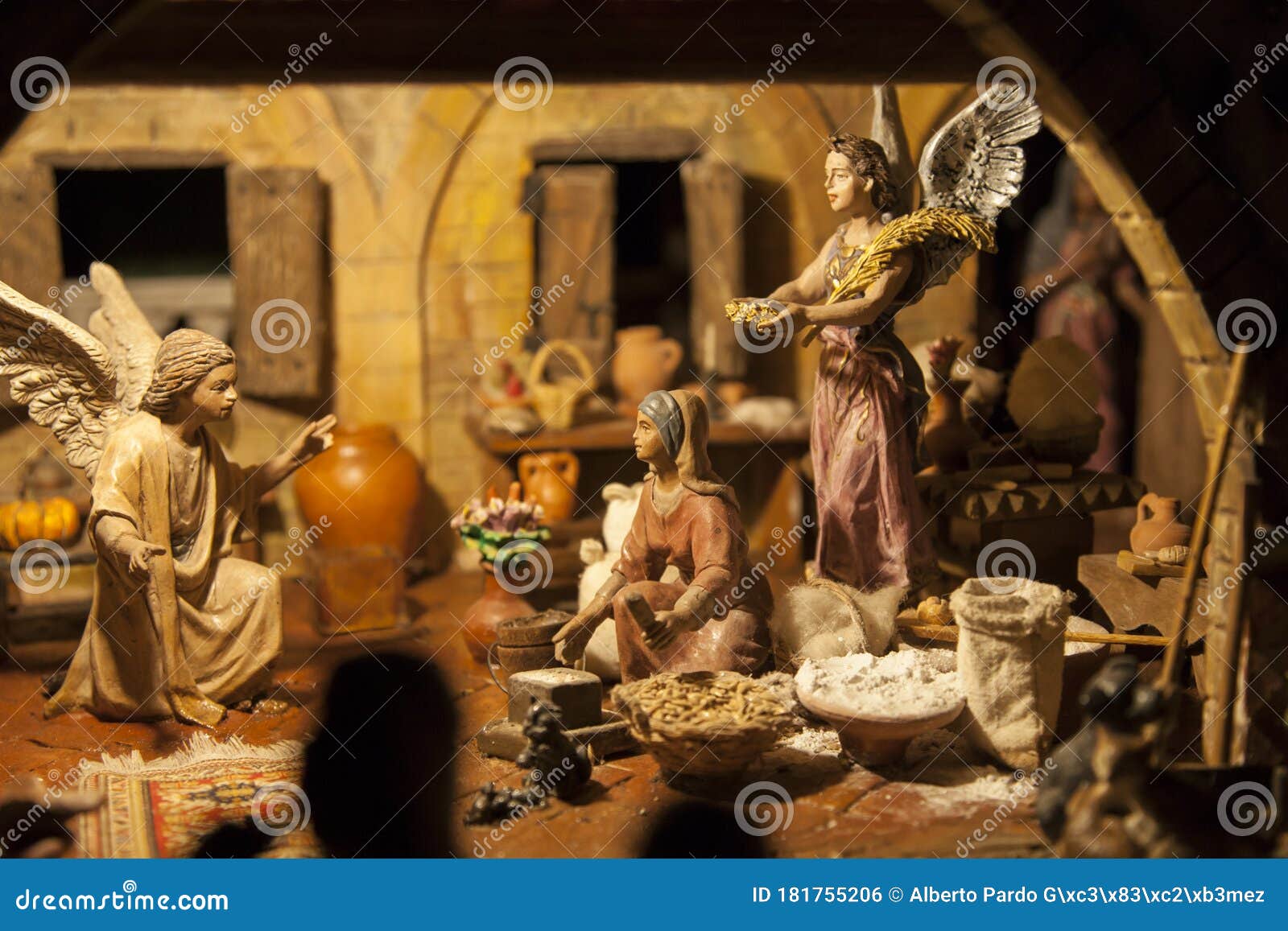 Plaster Figures Representing the Belen Stock Photo - Image of ...
