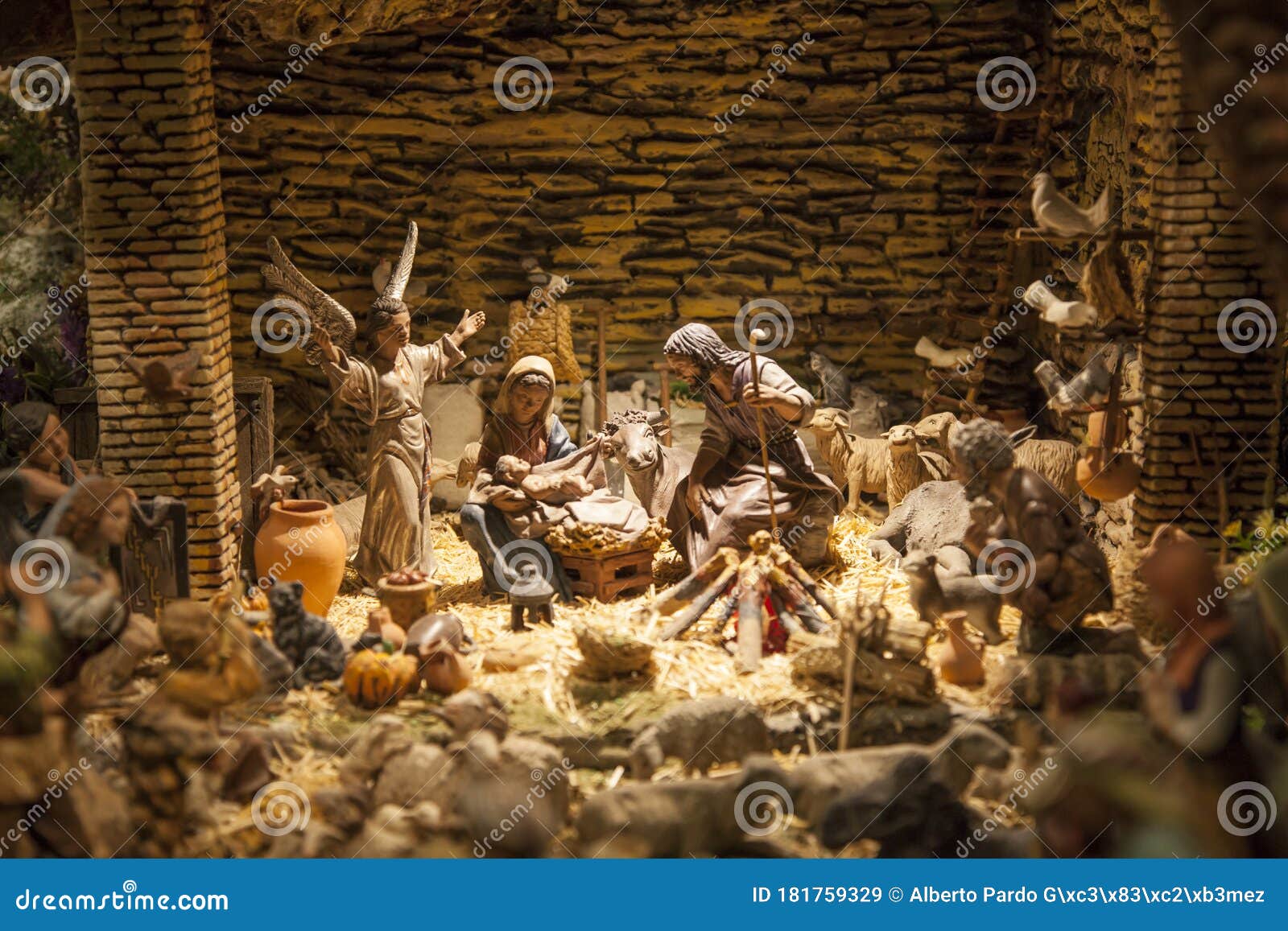 Plaster Figures Representing the Belen Stock Image - Image of holiday ...