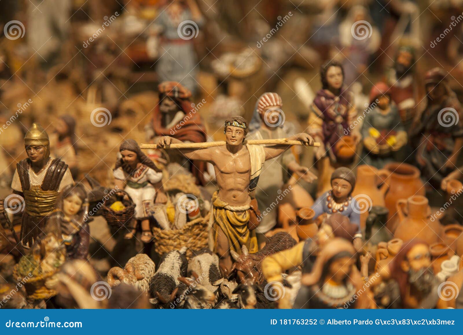 Plaster Figures Representing the Belen Stock Photo - Image of ...