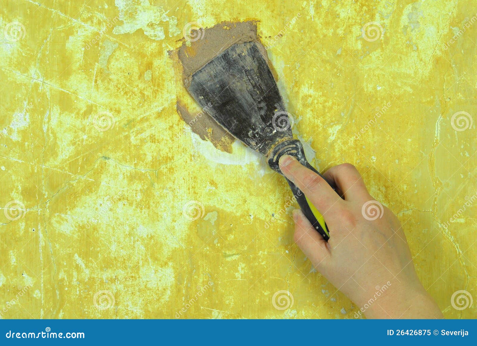 Plaster Filling Wall Repair Stock Image - Image of action, cement: 26426875