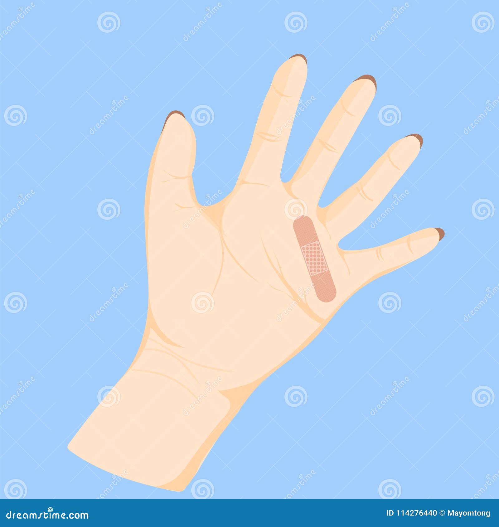 Plaster on hand stock vector. Illustration of chicken - 114276440