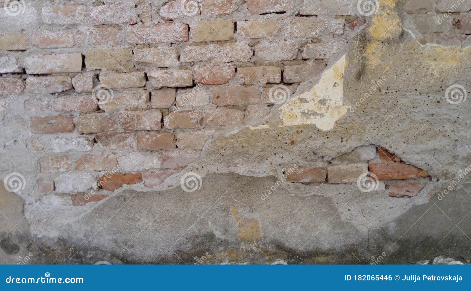 Plaster Peeling Off Brick Wall. Old Worn Down Brick Wall with Plaster ...
