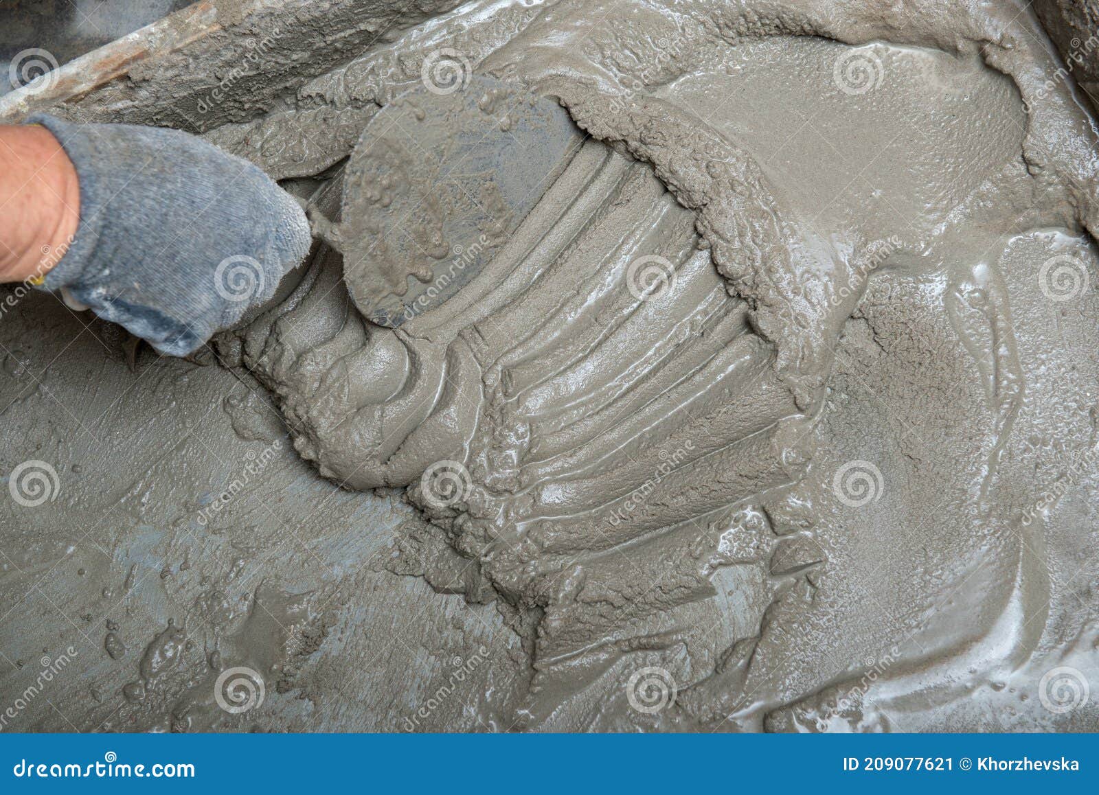 Plaster Preparation. Man Plastering Wall. Worker Makes Renovation Stock ...