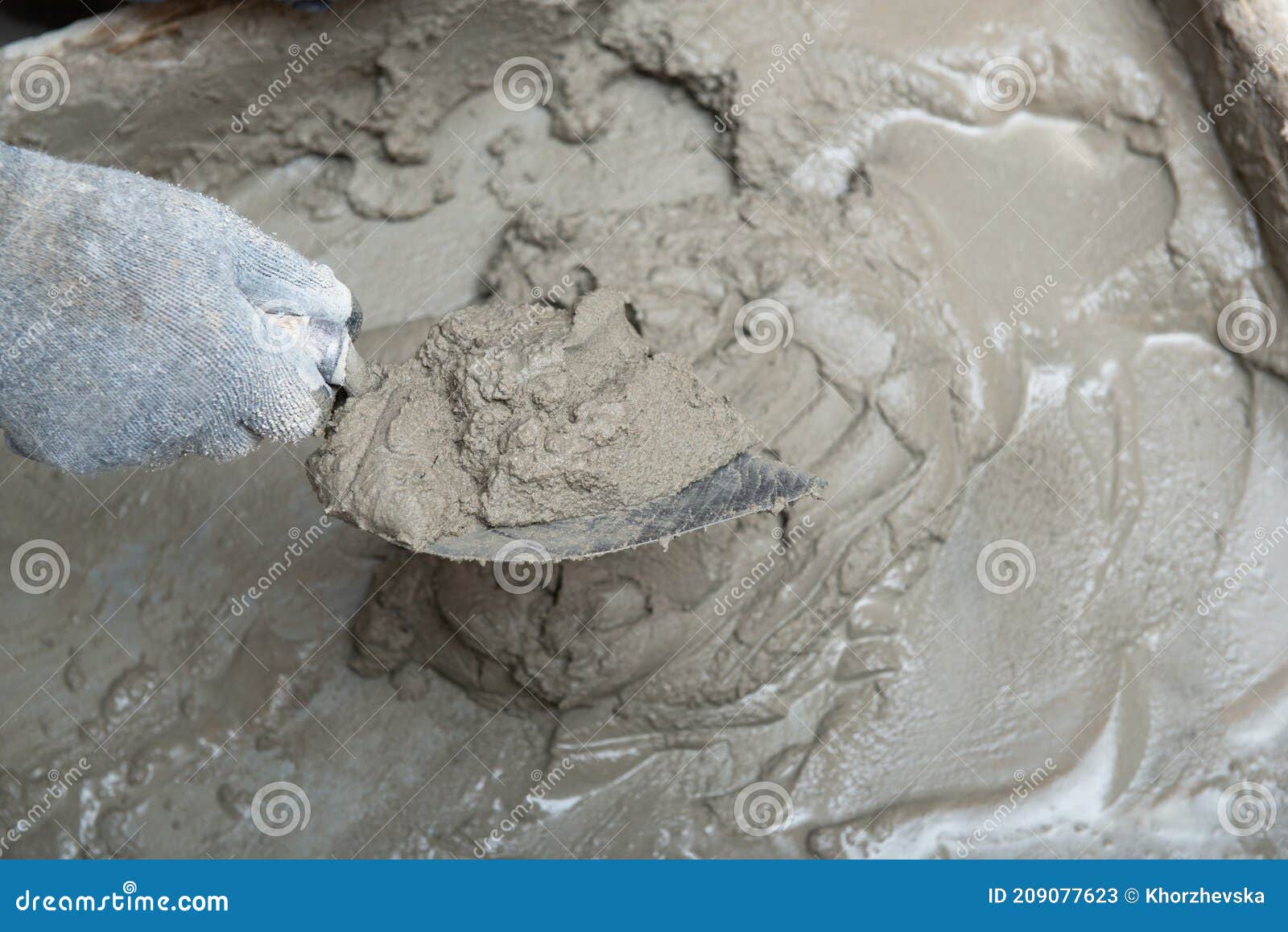 Plaster Preparation. Man Plastering Wall. Worker Makes Renovation Stock ...