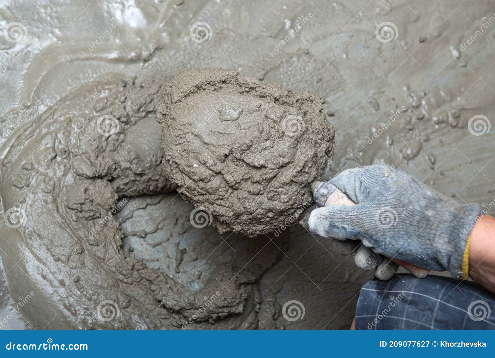 Plaster Preparation. Man Plastering Wall. Worker Makes Renovation Stock ...