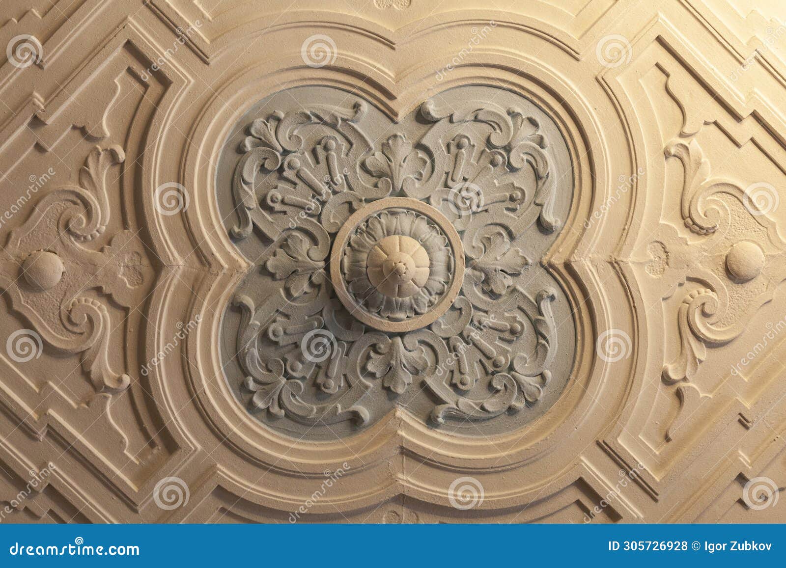 Plaster Rosette with a Geometric Pattern on the Ceiling of an Ancient ...