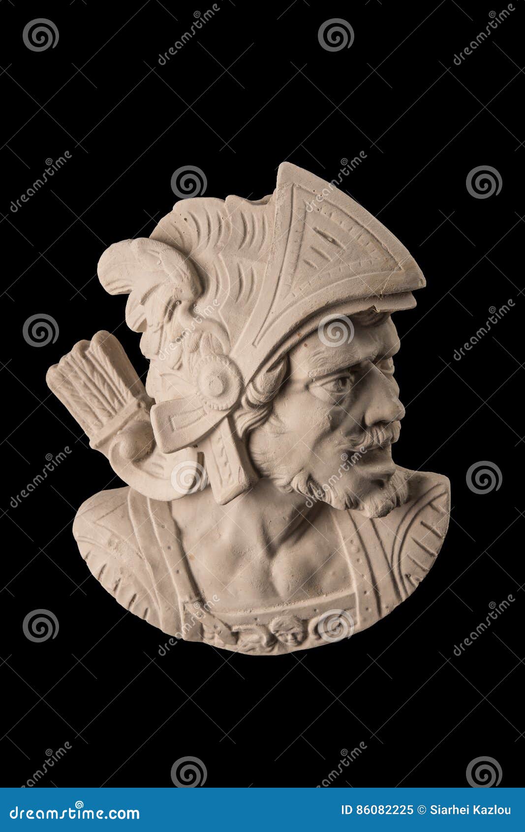 Plaster Sculpture, Roman Head with Helmet Stock Image - Image of female ...