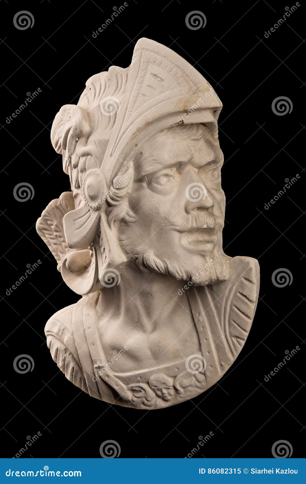 Plaster Sculpture, Roman Head with Helmet Stock Image - Image of black ...