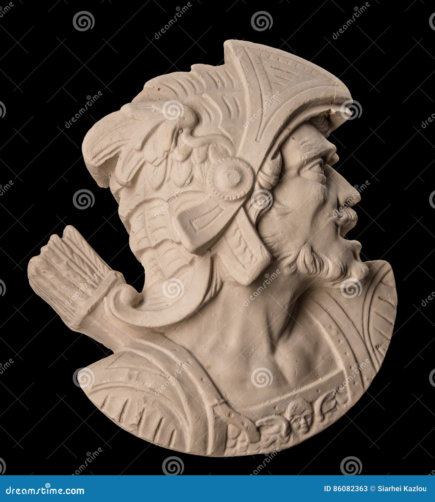 Plaster Sculpture, Roman Head with Helmet Stock Image - Image of ...