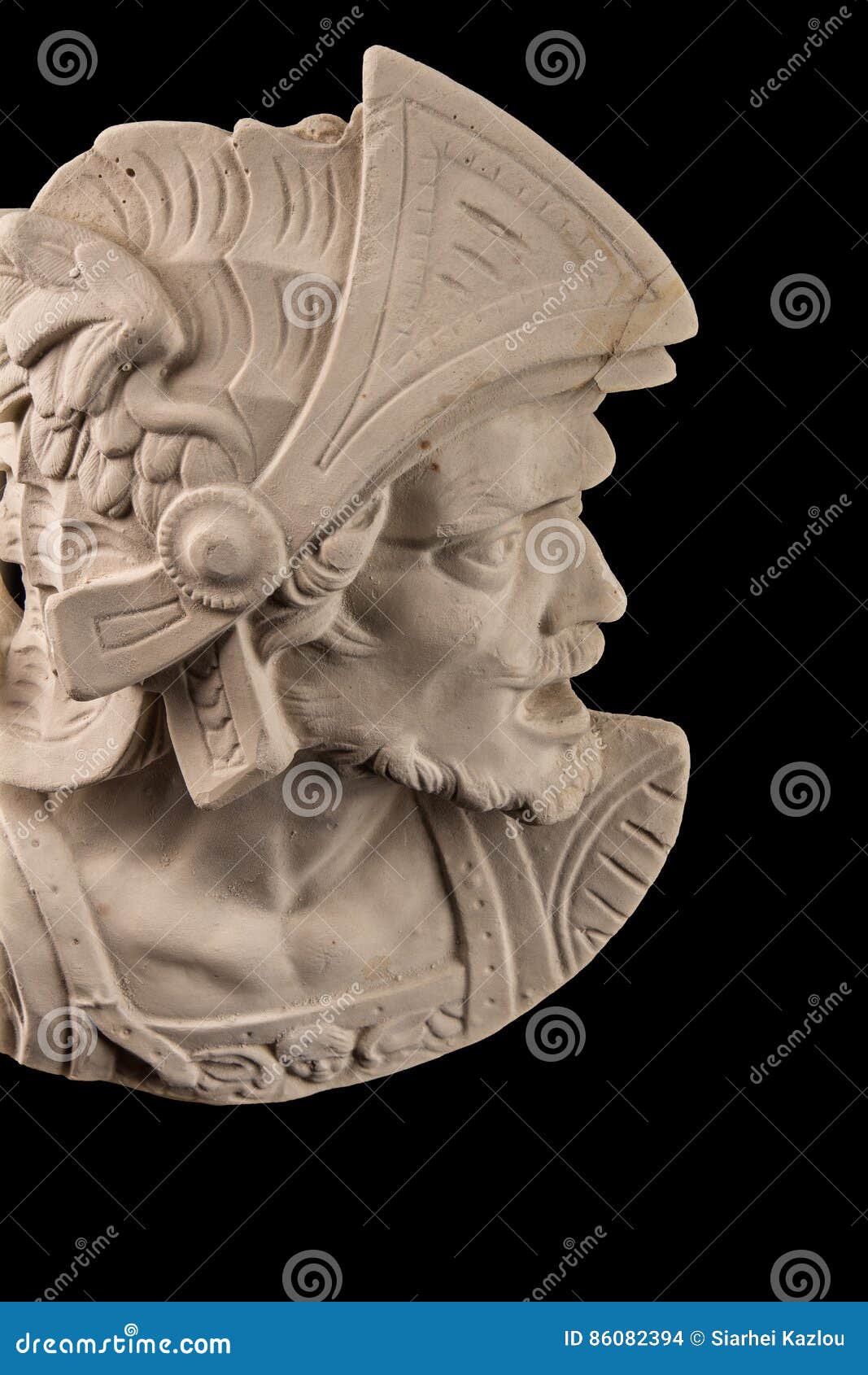 Plaster Sculpture, Roman Head with Helmet Stock Photo - Image of ...