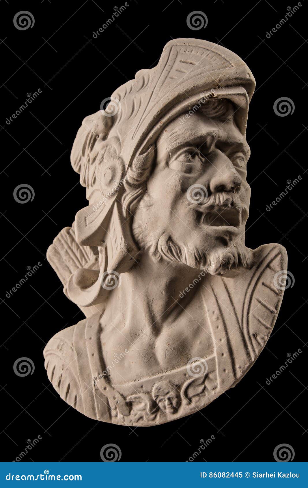 Plaster Sculpture, Roman Head with Helmet Stock Image - Image of black ...
