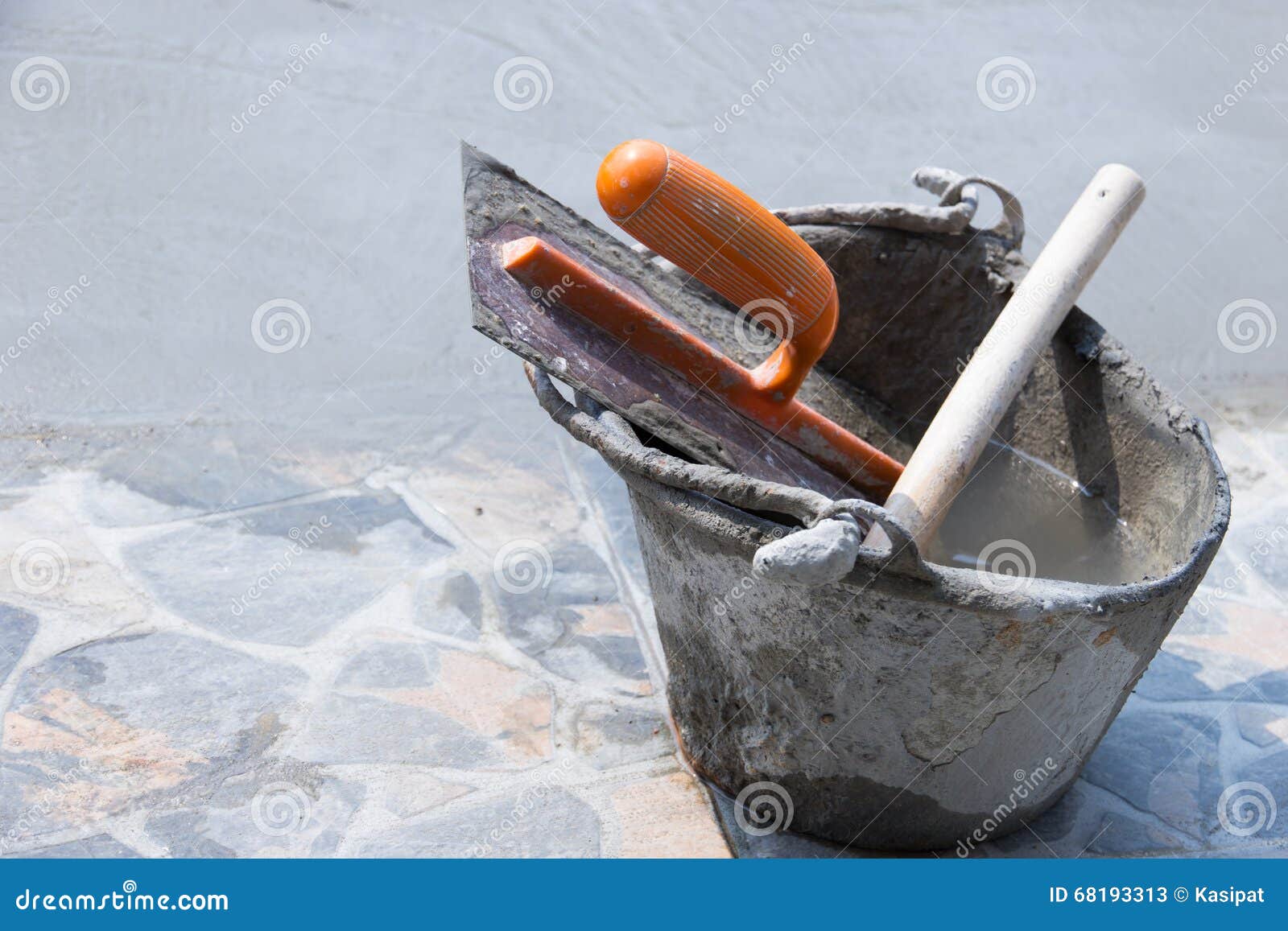 Plaster tool stock image. Image of labor, fresh, brush - 68193313