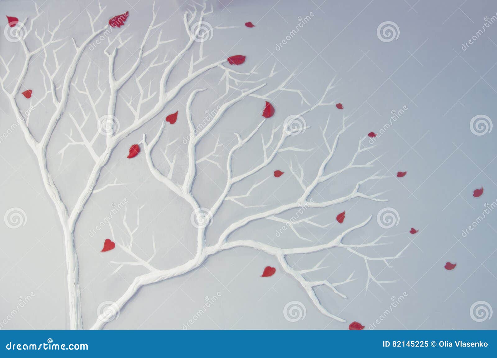 Plaster tree on the wall stock image. Image of decor - 82145225