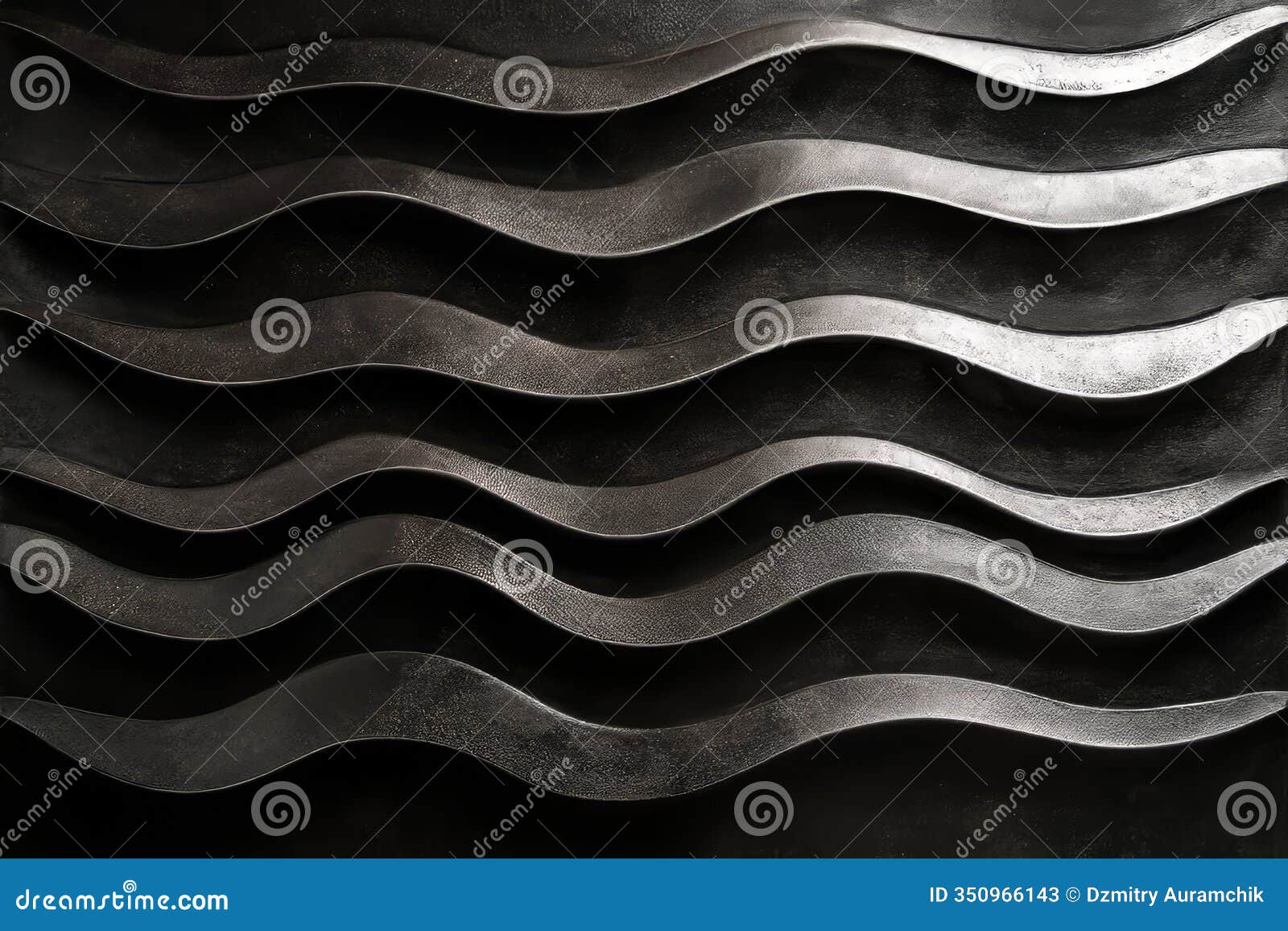 A Plaster Wall Featuring a Wavy Volumetric Relief Pattern, with a Black ...