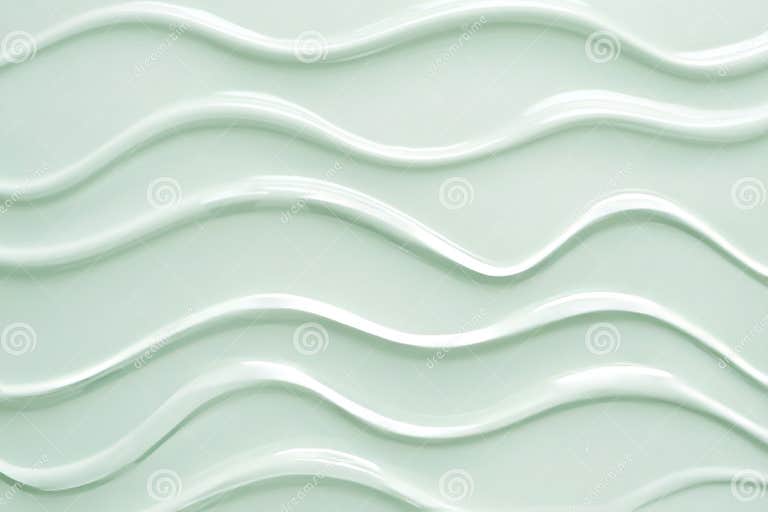 A Plaster Wall Featuring a Wavy Volumetric Relief Pattern, with a Green ...