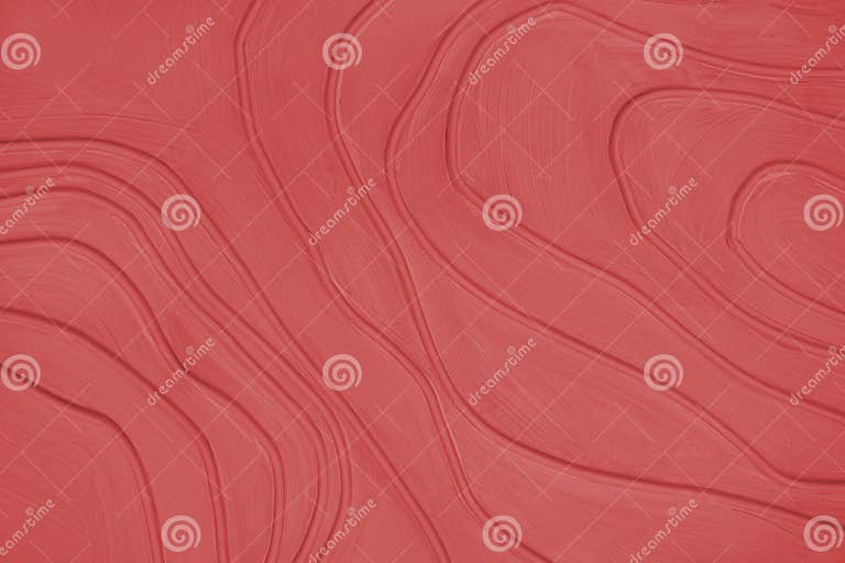 Plaster Wall with Volumetric Relief Surface with Convex Wavy Lines, Red ...