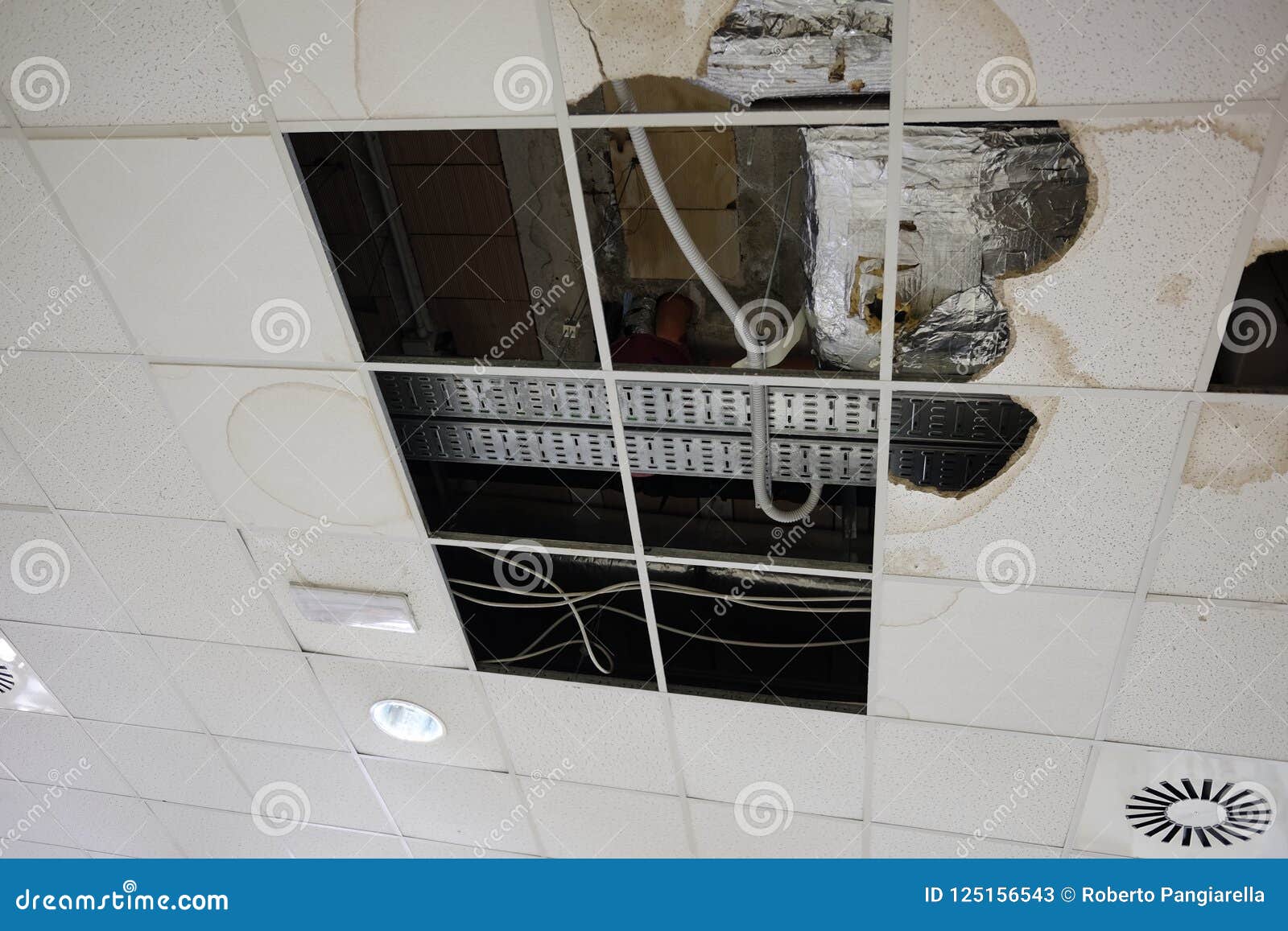 Plasterboard Ceiling Broken Stock Image - Image of gypsum, broken ...