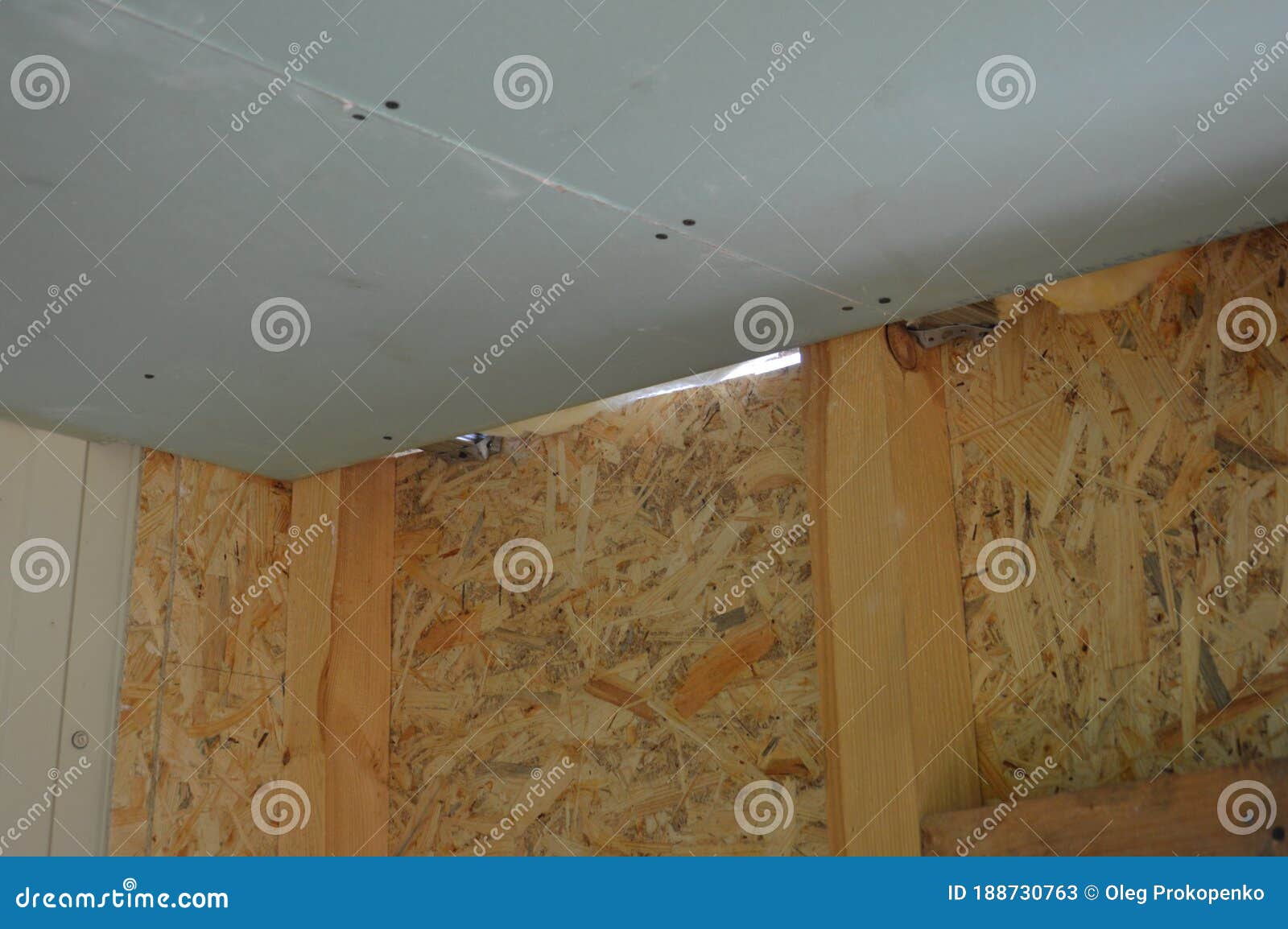 Plasterboard Ceiling Lining and Its Insulation Stock Image - Image of ...