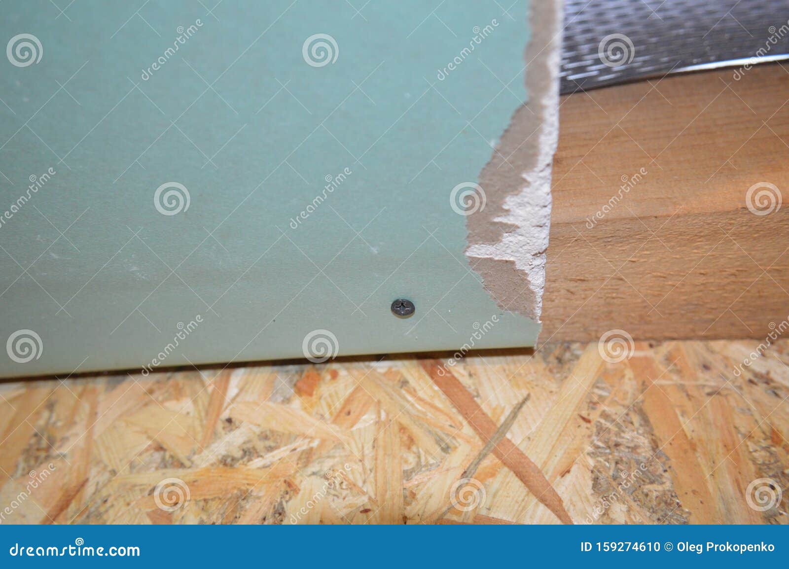 Plasterboard Installation on the Ceiling and Wall Stock Photo - Image ...