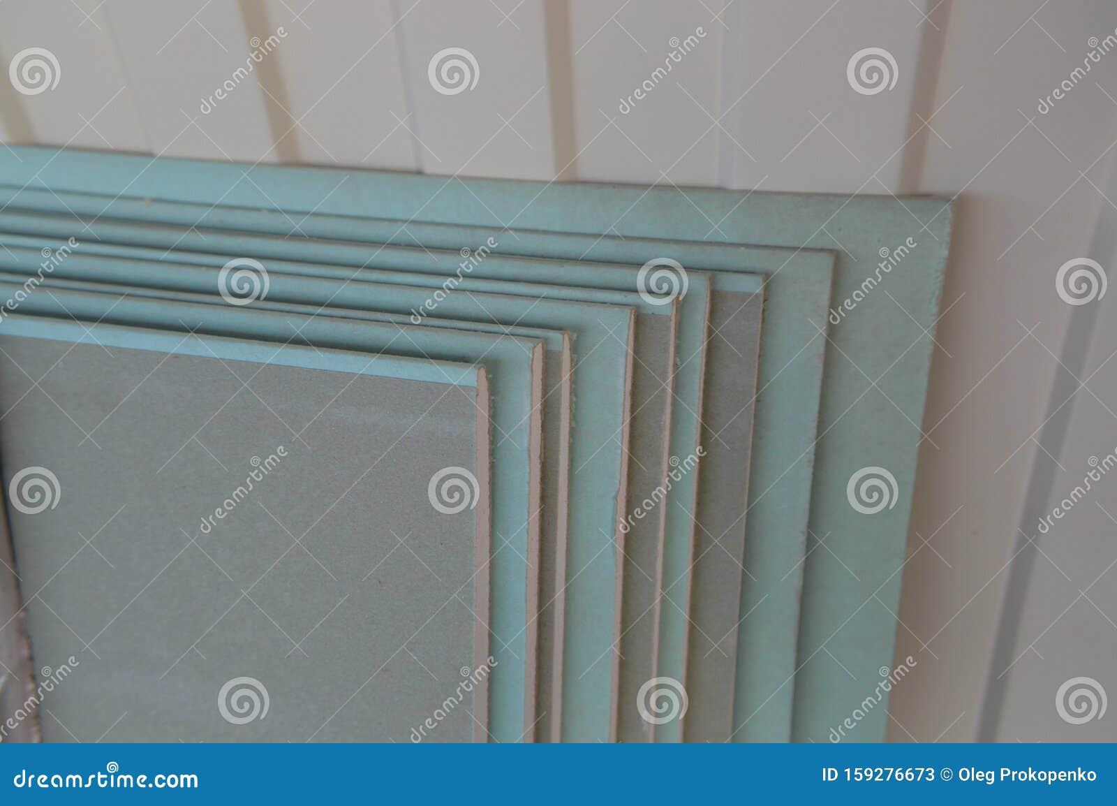 Plasterboard Installation on the Ceiling and Wall Stock Image - Image ...