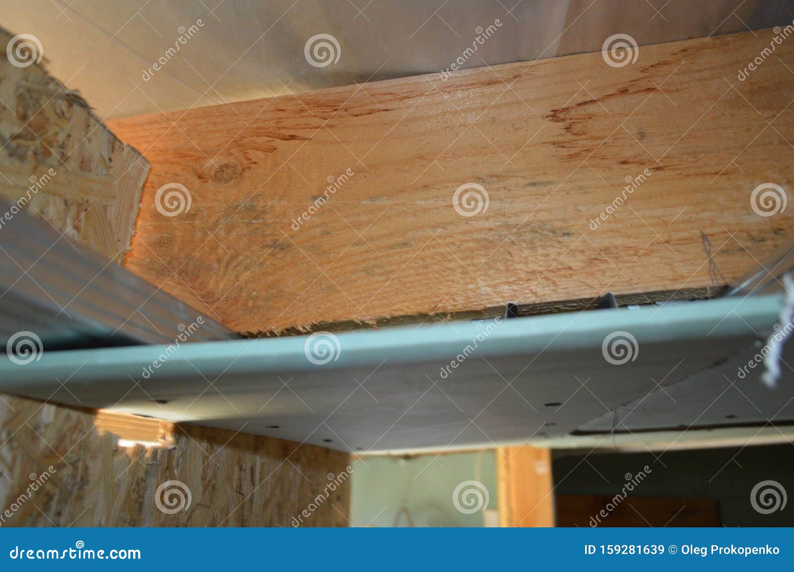 Plasterboard Installation on the Ceiling and Wall Stock Image - Image ...