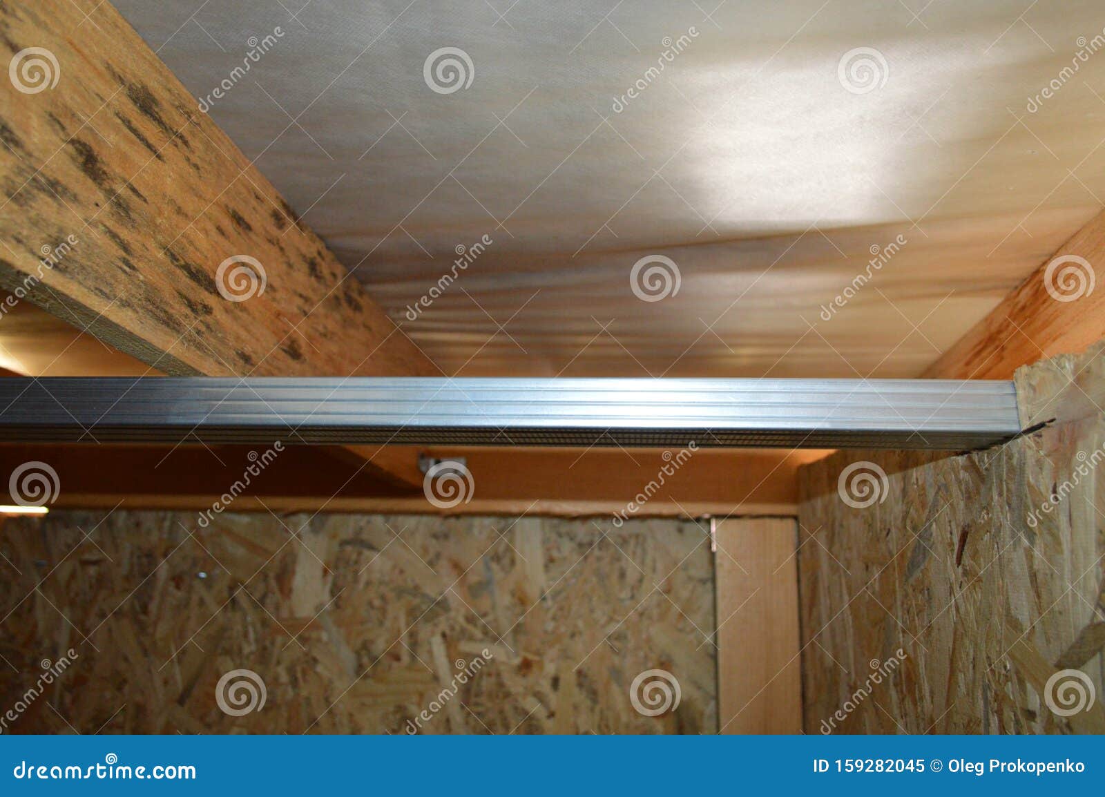 Plasterboard Installation on the Ceiling and Wall Stock Image - Image ...