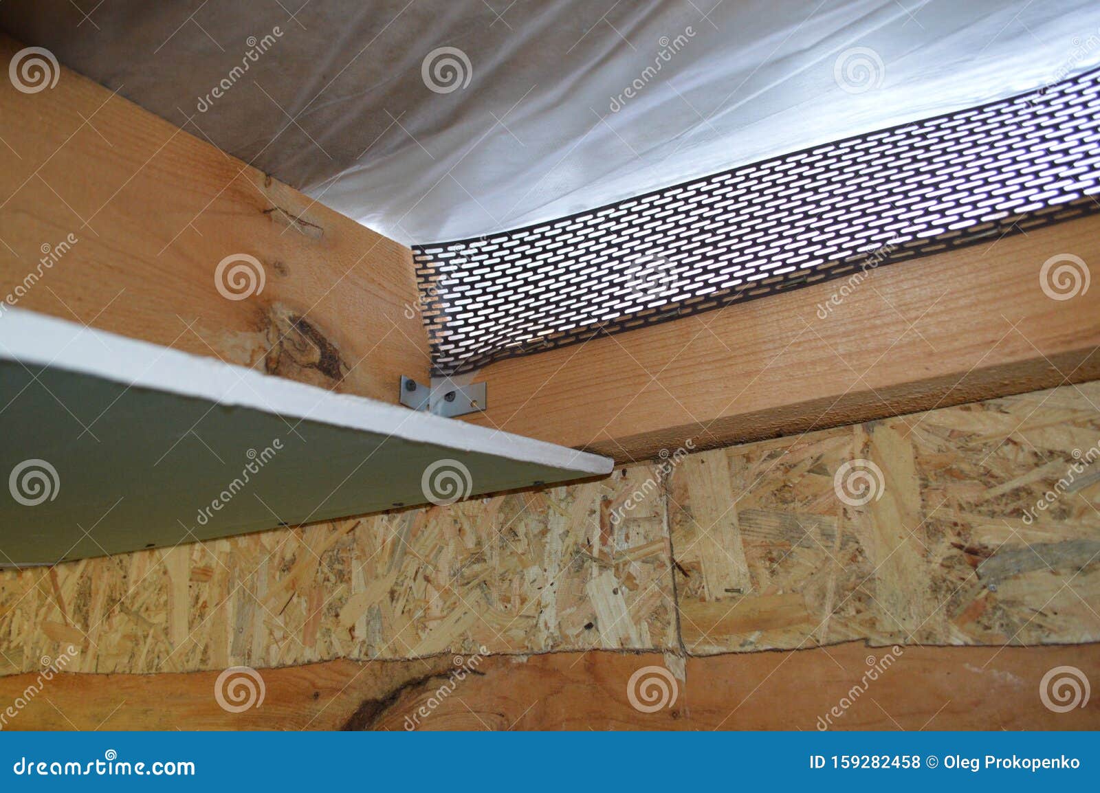 Plasterboard Installation on the Ceiling and Wall Stock Photo - Image ...