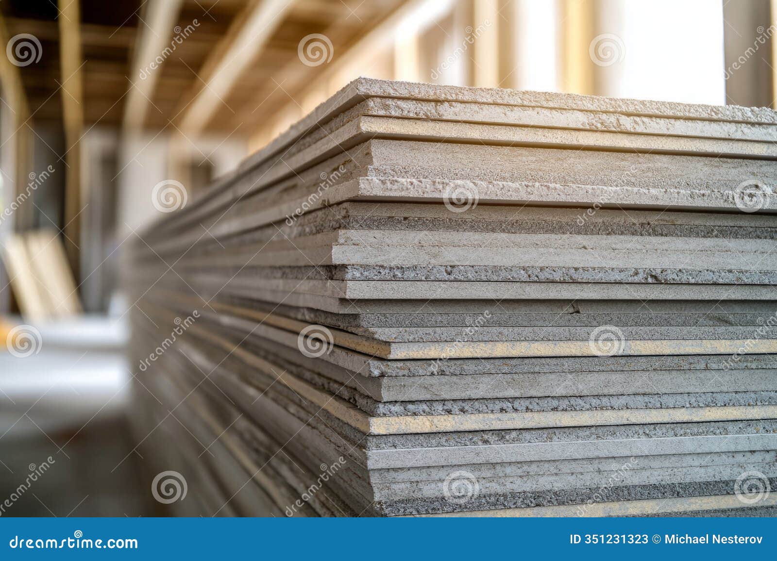 Plasterboard Panels Stacked Together at Construction Site, Ready for ...