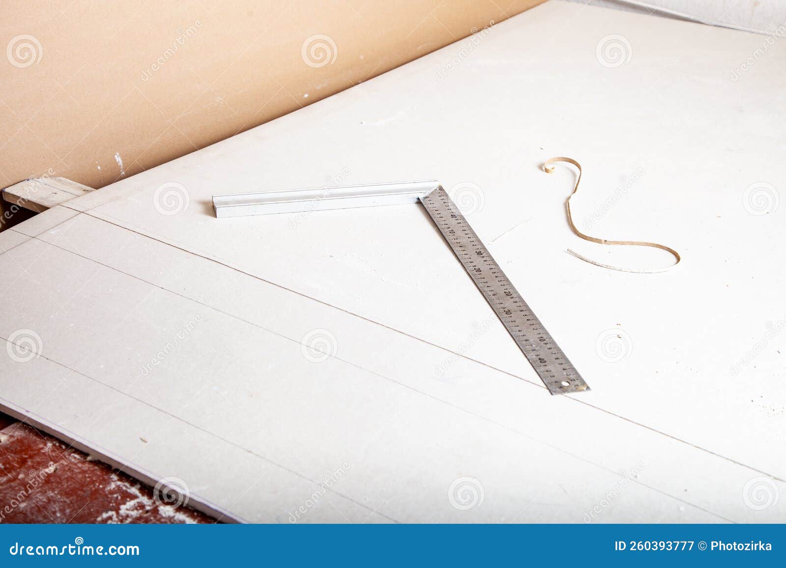 The Plasterboard Sheet is Prepared for Cutting Stock Image - Image of ...