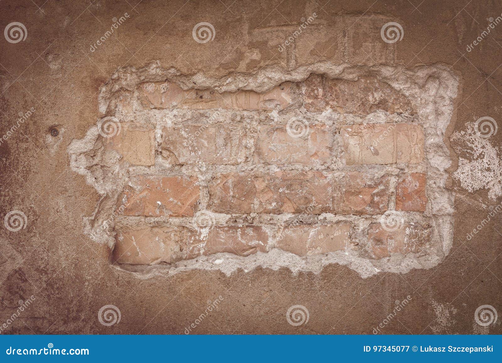Plastered Brick Wall Background Stock Image - Image of architecture ...