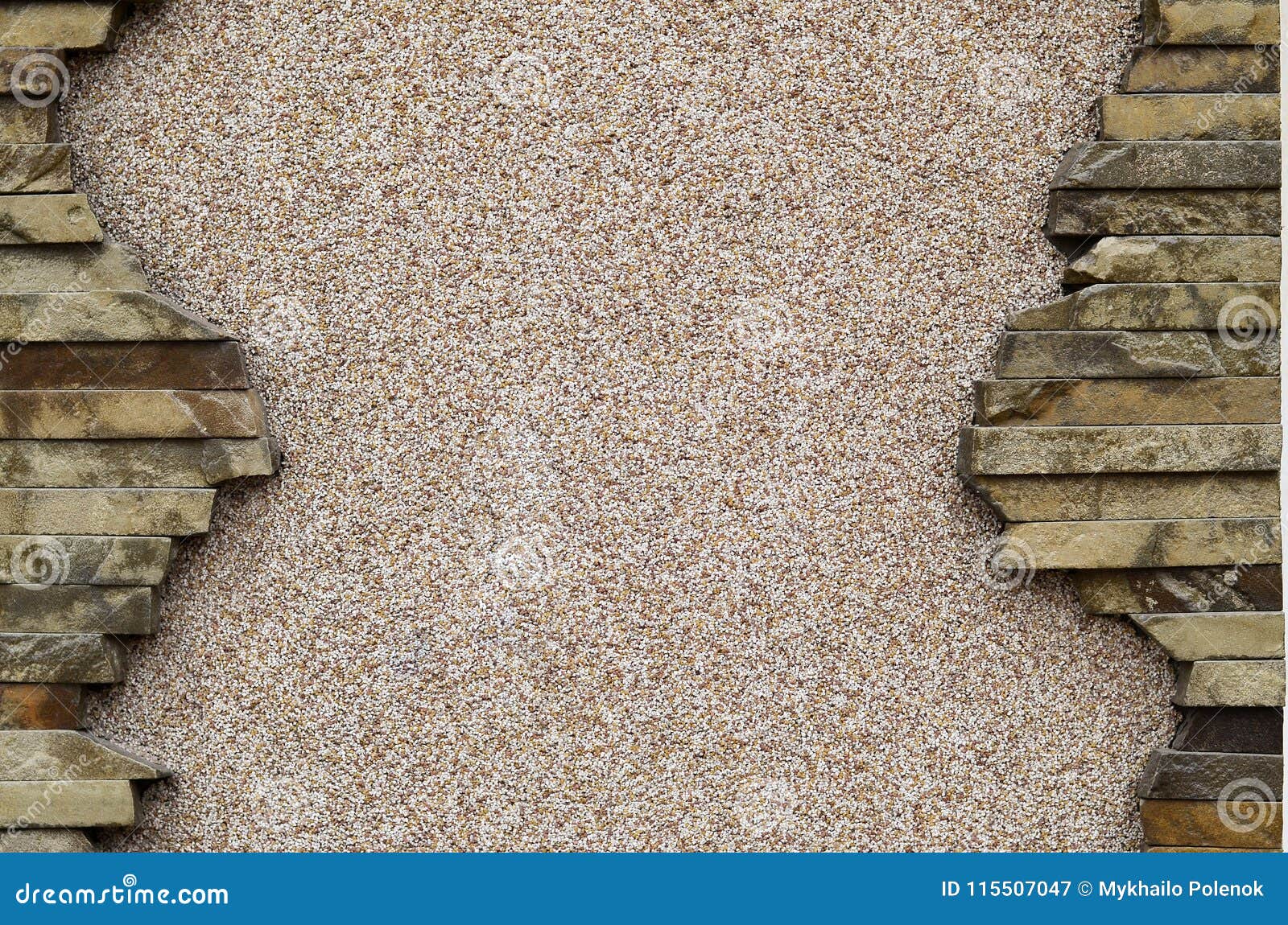 Plastered Concrete Wall with a Frame of Flat Stones Stock Image - Image ...
