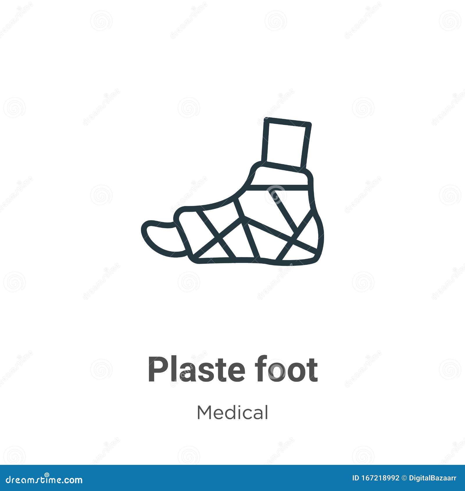 Plastered Foot Outline Vector Icon. Thin Line Black Plastered Foot Icon, Flat Vector Simple ...