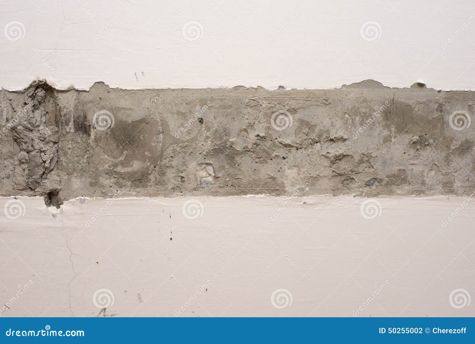 Plastered Wall Surface with Strip of Raw Concrete Stock Photo - Image ...