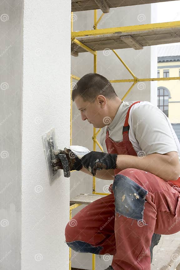 Plasterer stock image. Image of yellow, home, worker - 14528645