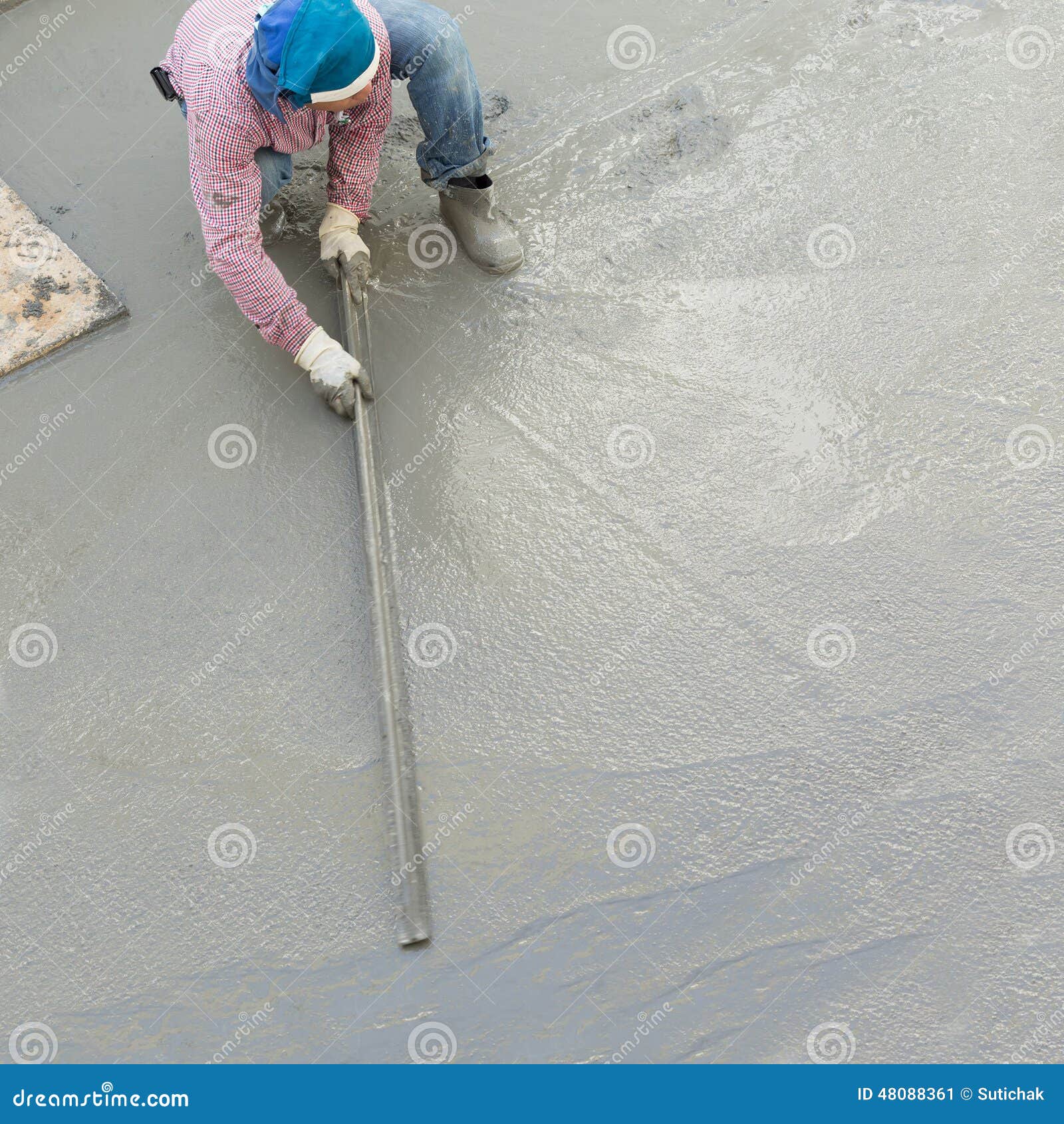 Plasterer Concrete Cement Worker Plastering Flooring Stock Image ...