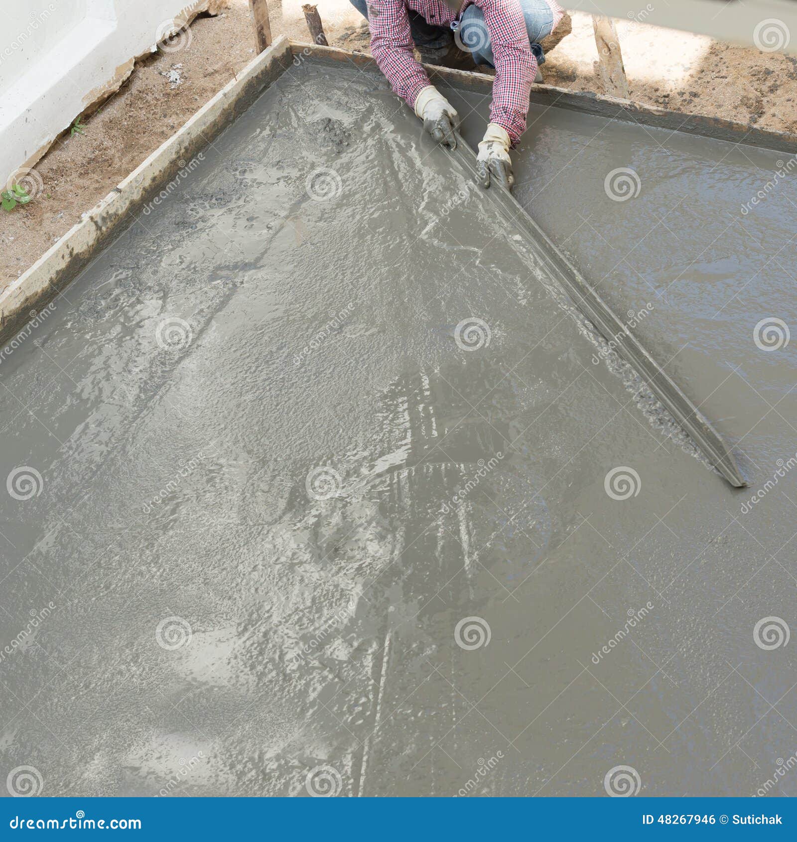 Plasterer Concrete Cement Worker Plastering Flooring Stock Photo ...