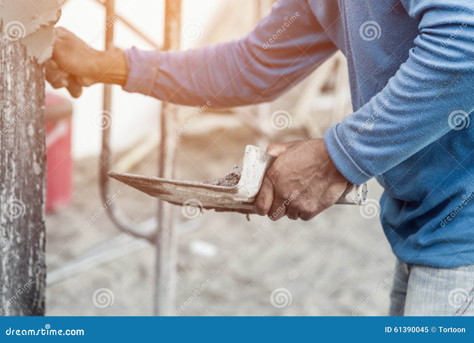 Plasterer Concrete Cement Worker Plastering Flooring Stock Photography ...