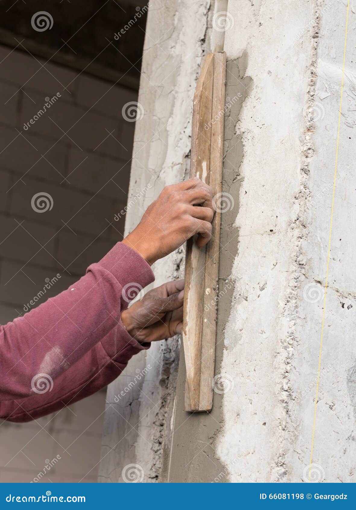 Plasterer Concrete Worker at Wall of House Construction Stock Photo ...