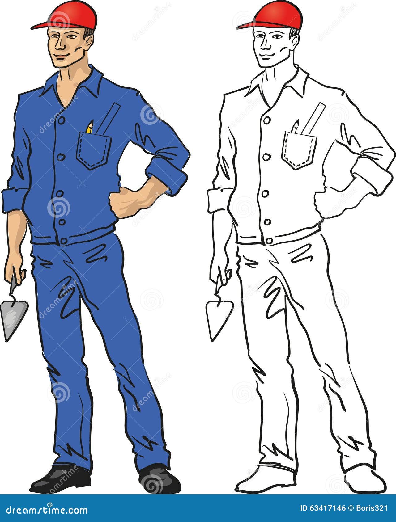 Plasterer-2 stock illustration. Illustration of decorating - 63417146