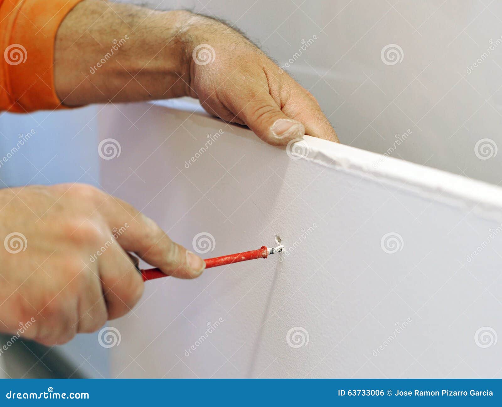 A Plasterer Holing a Plaster Plate Stock Photo - Image of electrical ...