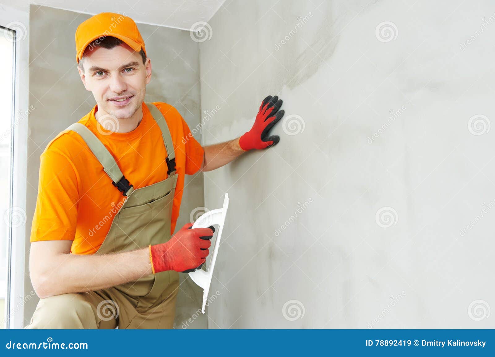 Plasterer at Indoor Ceiling Work Stock Image - Image of construction ...