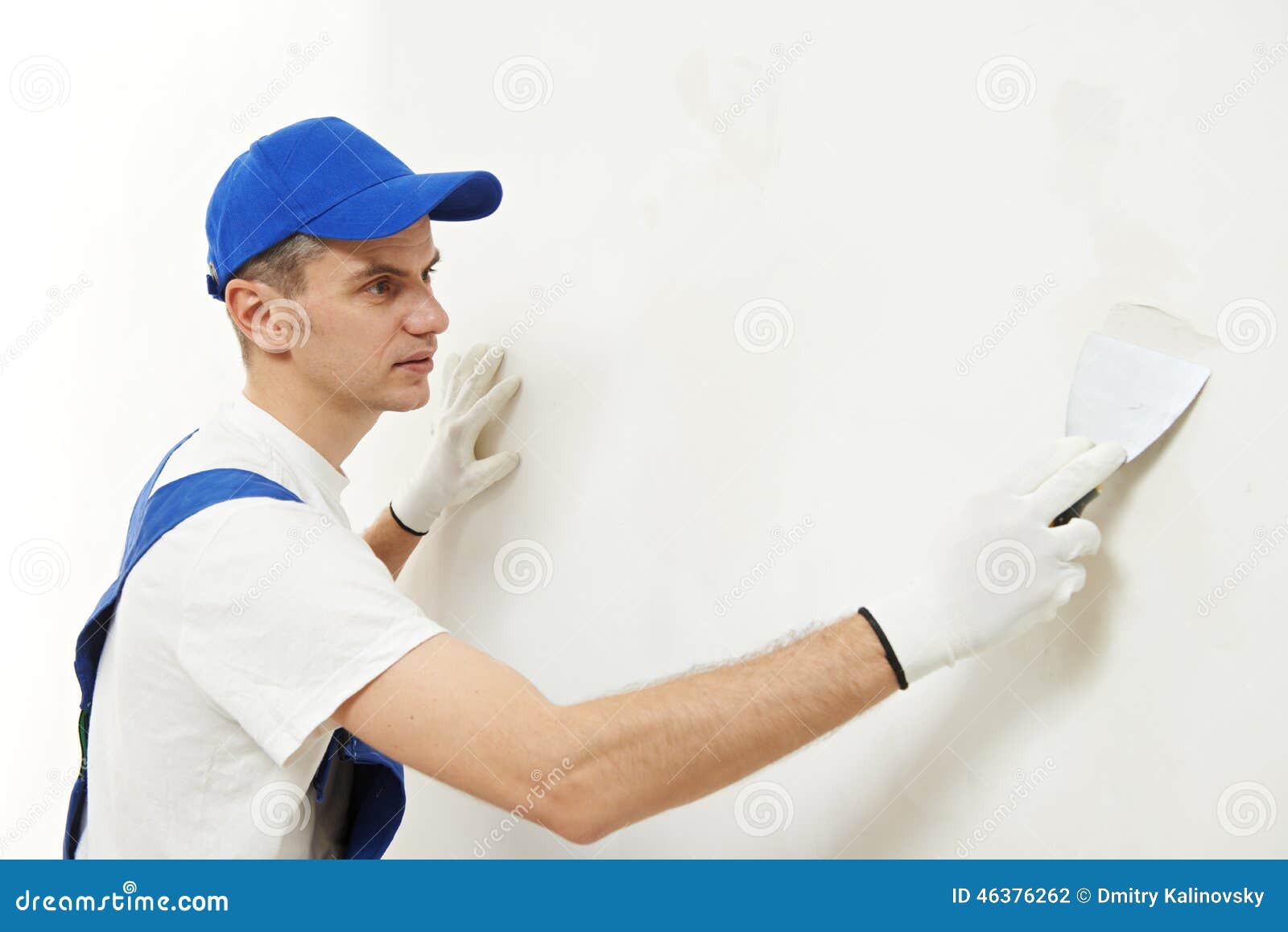 Plasterer at Indoor Wall Work Stock Photo - Image of occupation, repair ...