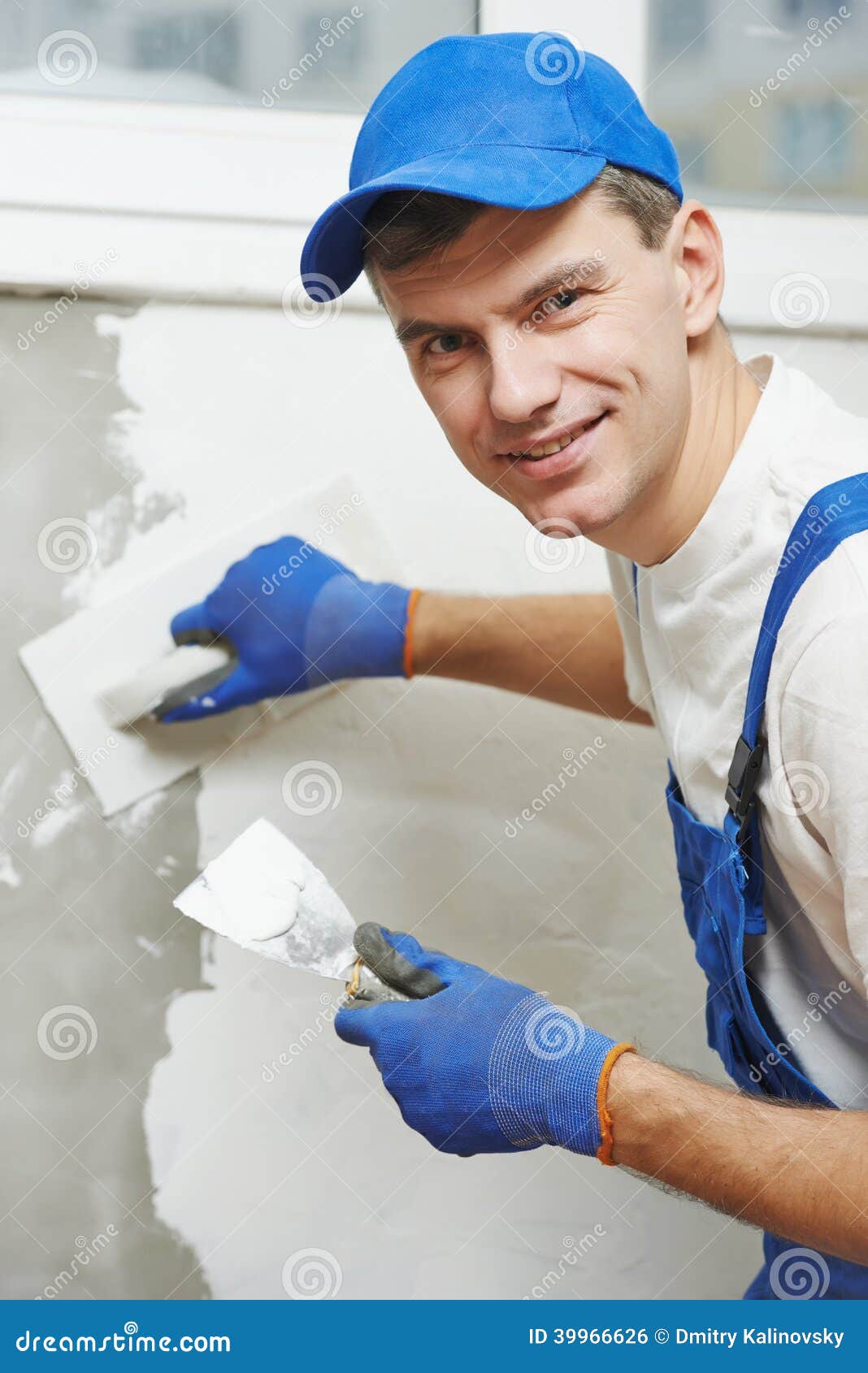 Plasterer at Indoor Wall Work Stock Photo - Image of prime, constructor ...