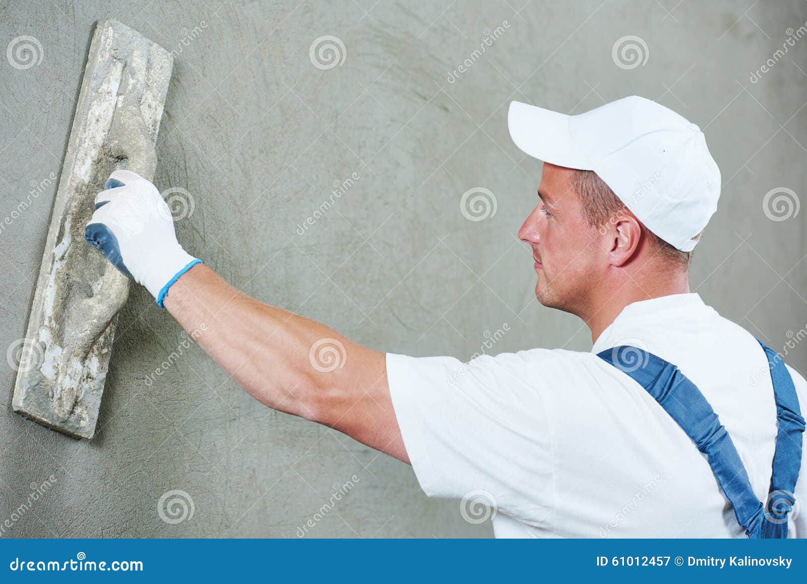 Plasterer at Indoor Wall Work Stock Image - Image of constructor ...