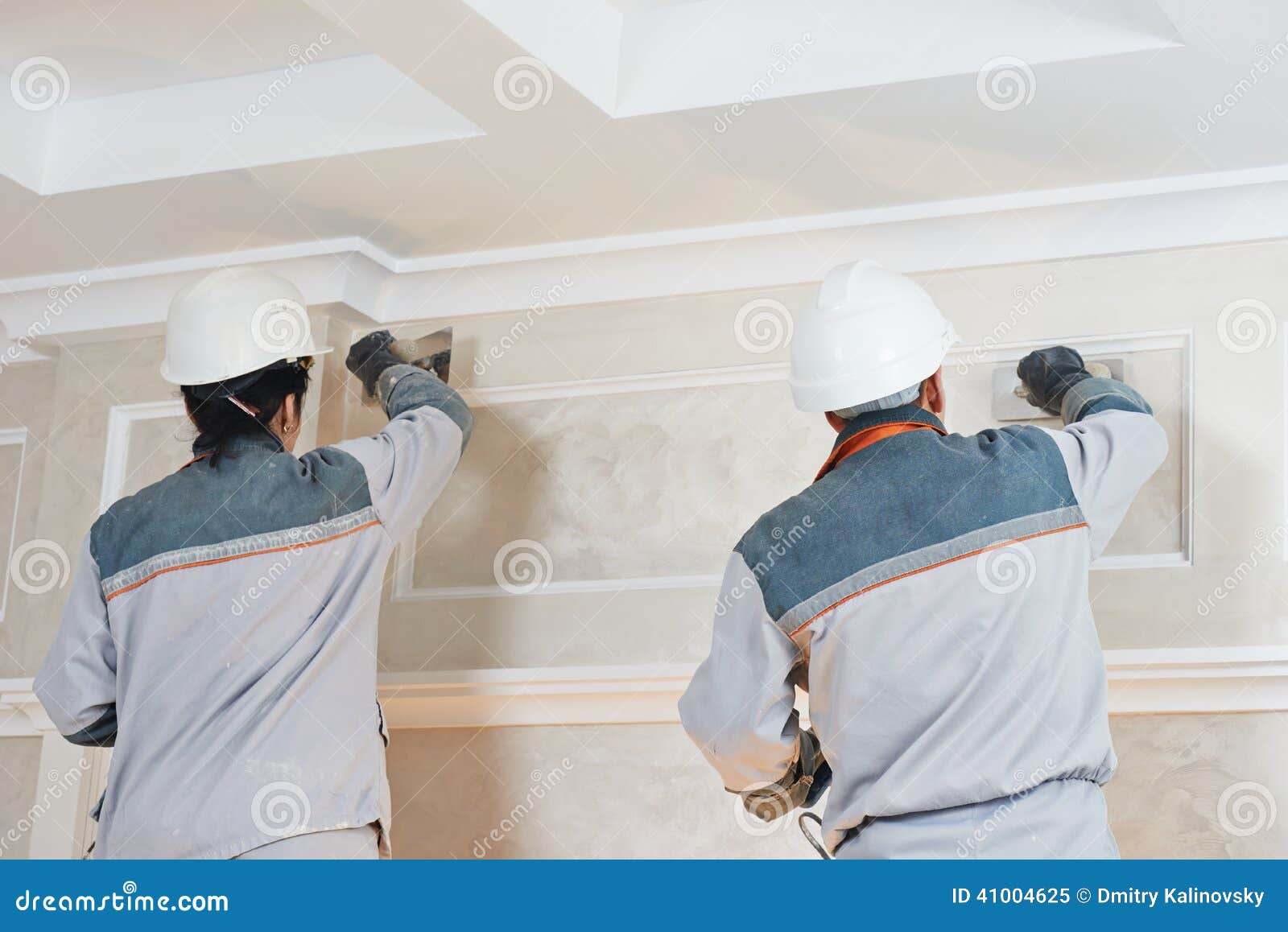 Plasterer at Indoor Wall Work Stock Image - Image of professional ...