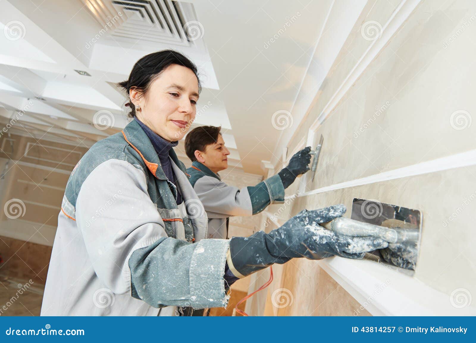 Plasterer at Indoor Wall Work Stock Image - Image of priming, builder ...