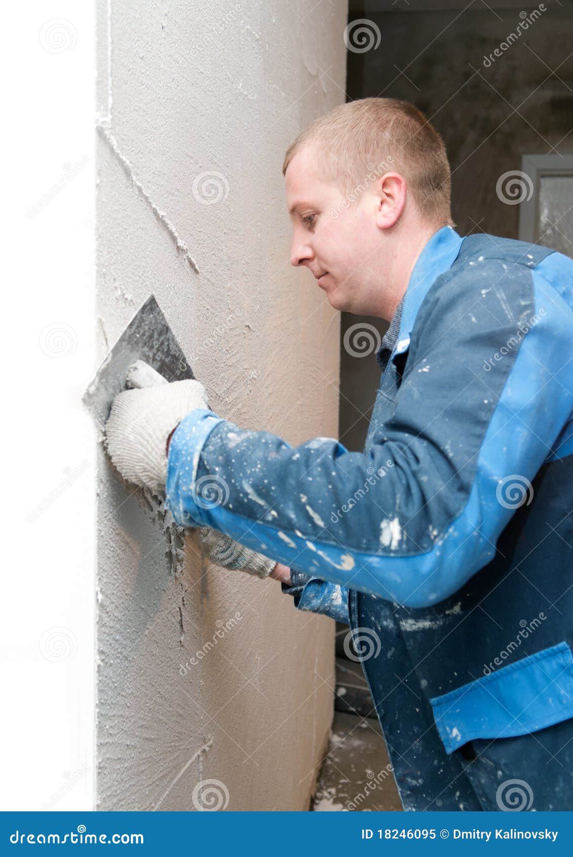 Plasterer at work stock image. Image of plasterer, uniform - 18246095