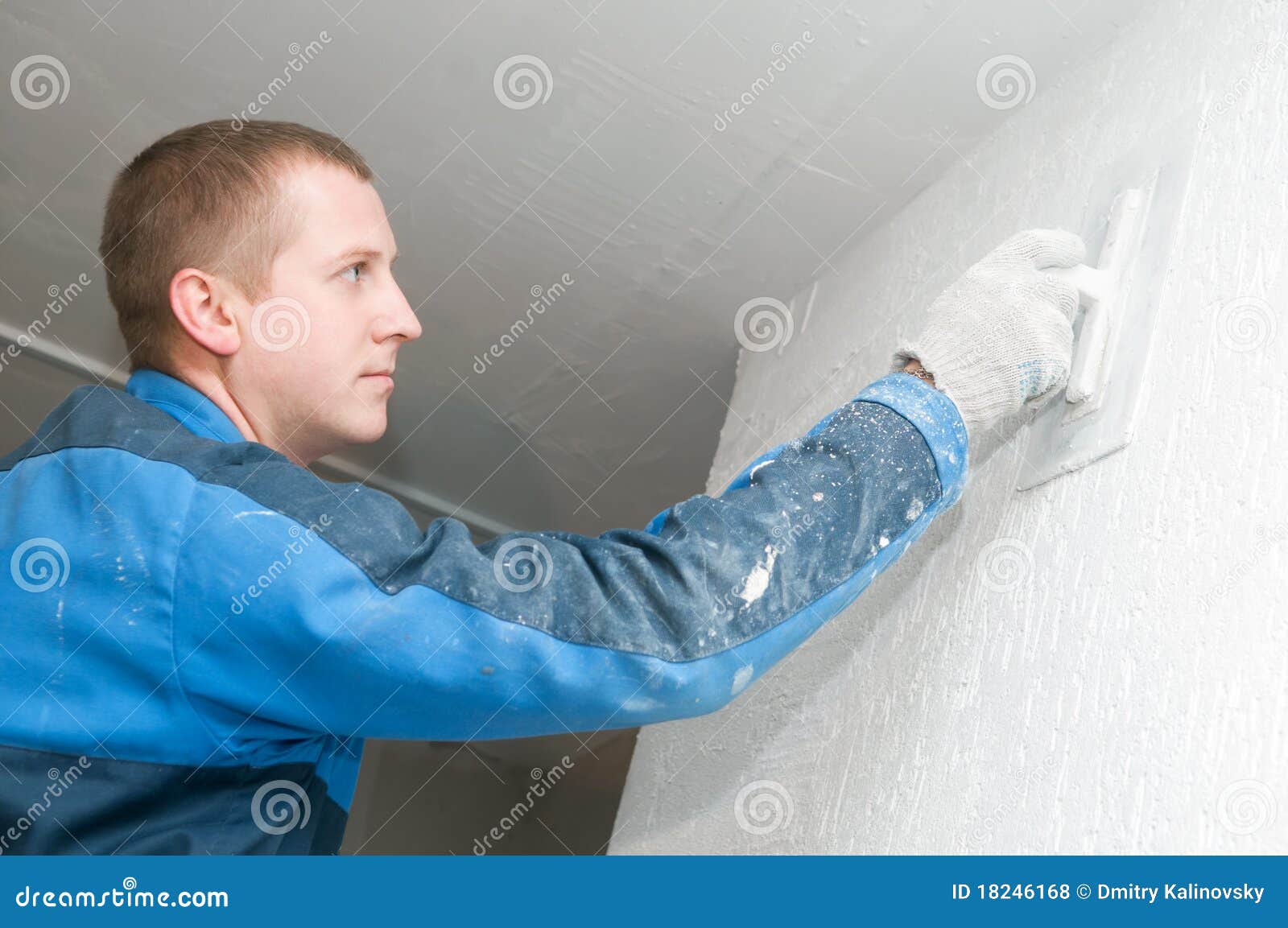 Plasterer at work stock photo. Image of development, laborer - 18246168