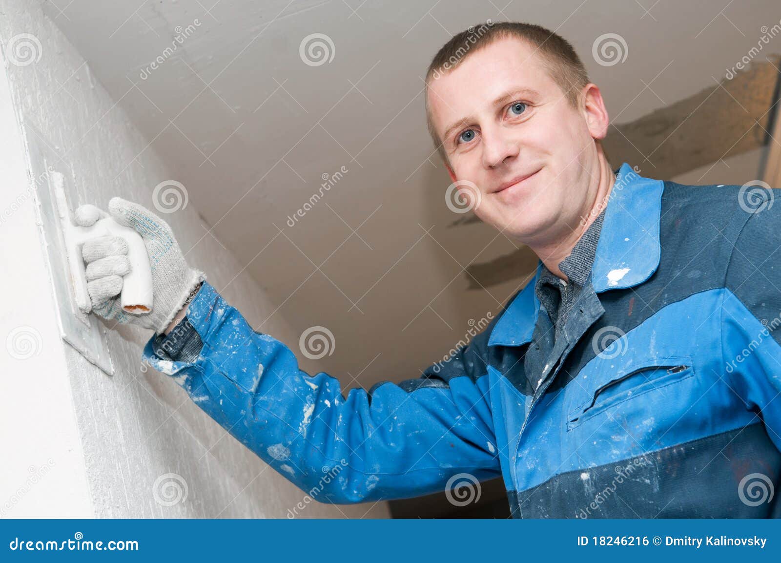 Plasterer at work stock photo. Image of development, stucco - 18246216