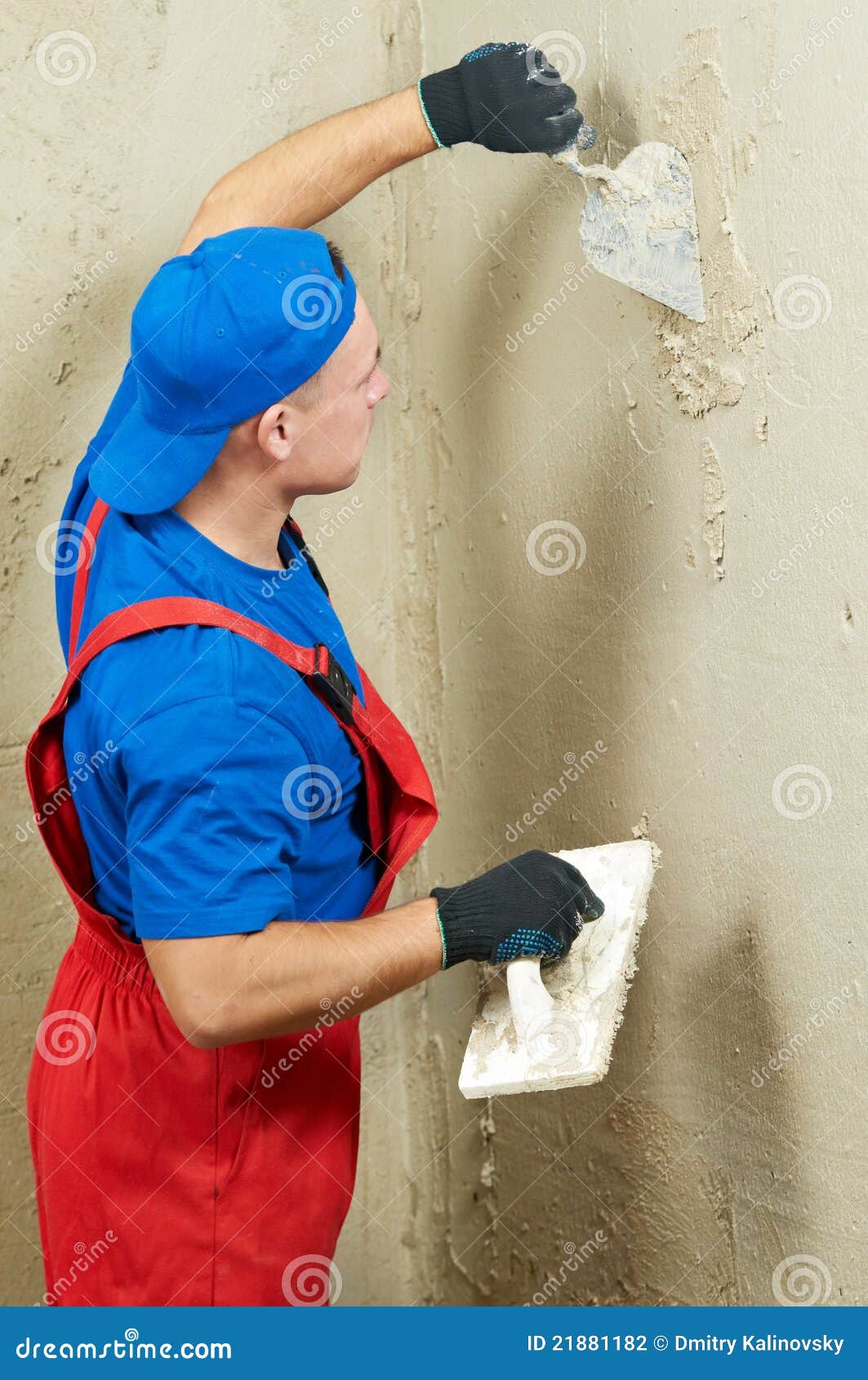 Plasterer at work stock photo. Image of painter, covering - 21881182